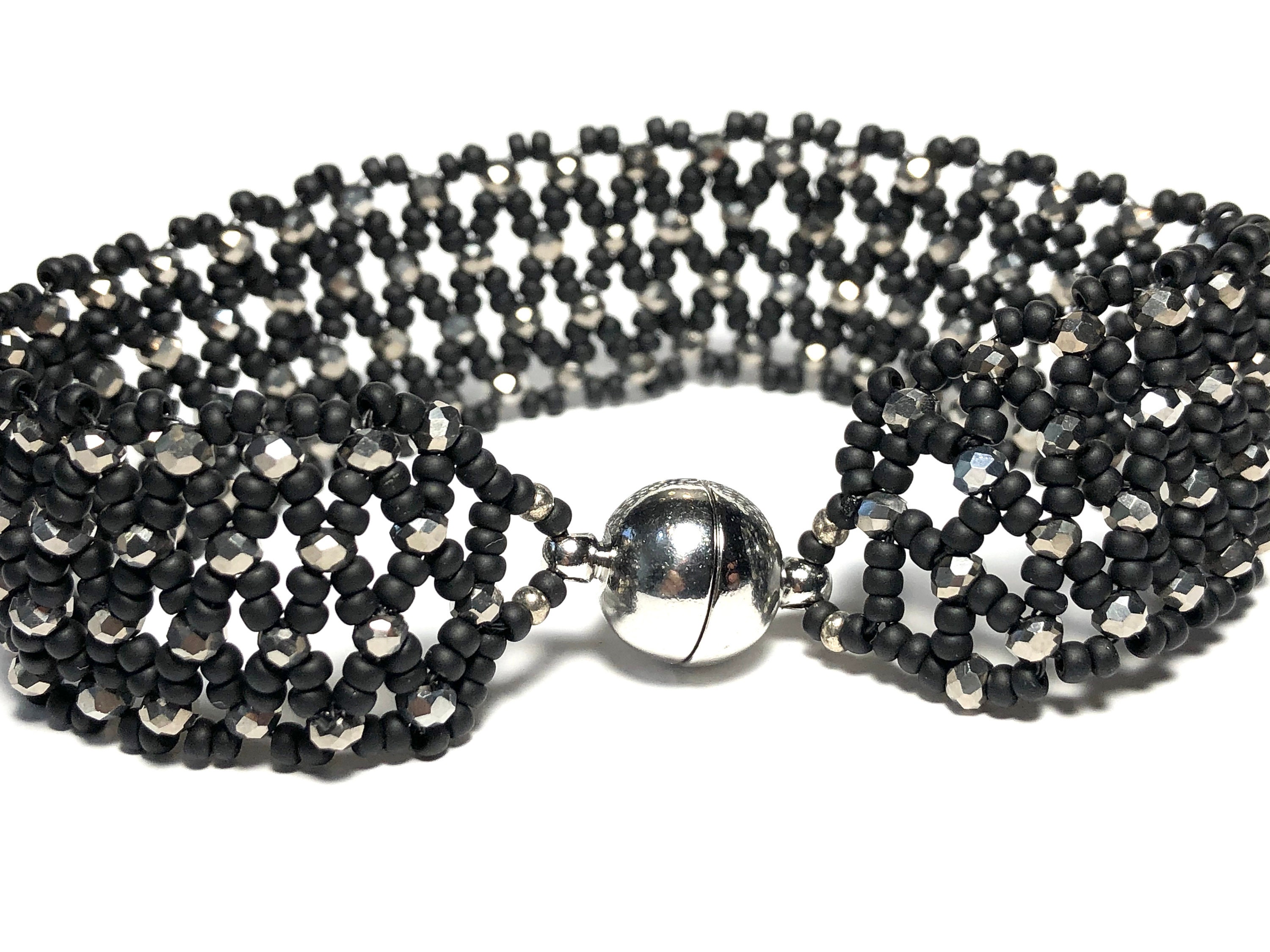 Beautiful Netted Bracelet Two Colors-black Silver/silver Black-handmade ...