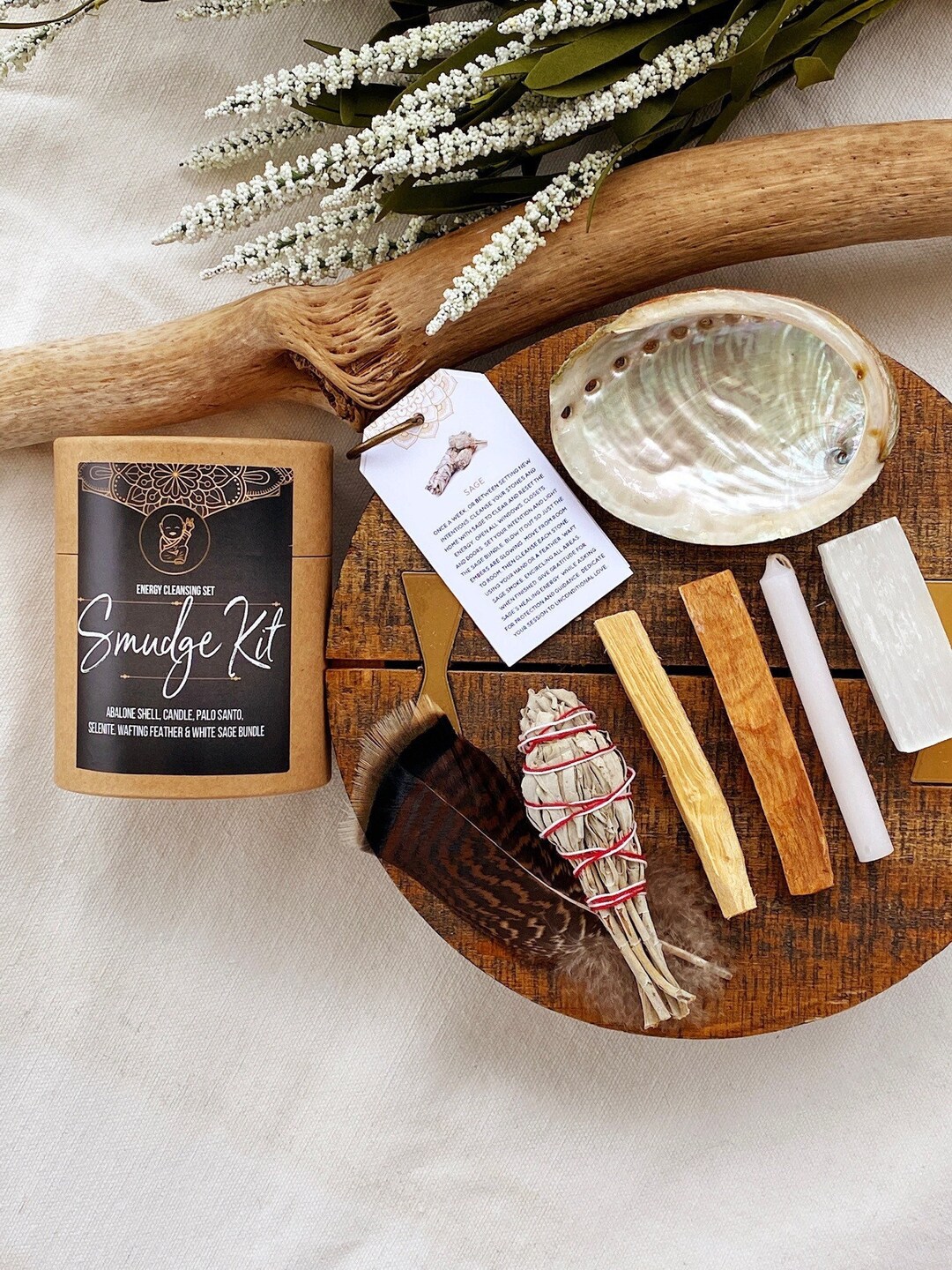Smudge Set Complete Energy Cleansing Kit With Selenite - Etsy