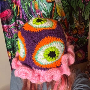 Crochet Bucket Hat Pattern: Psychedelic Evil Eye (PDF Digital Download ...