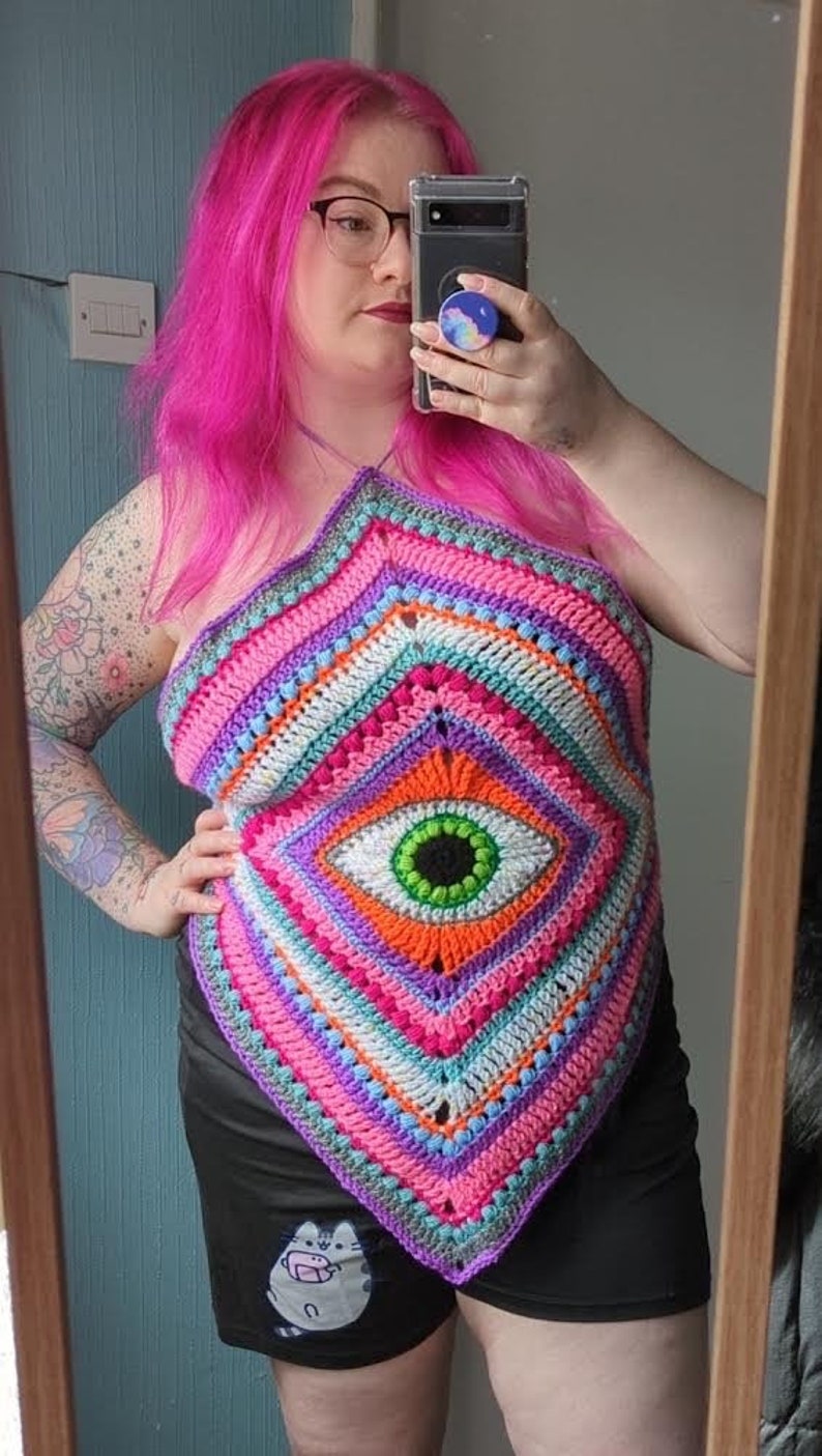Trippy Third Eye Crochet Halter Top Pattern (digital Download) - Etsy
