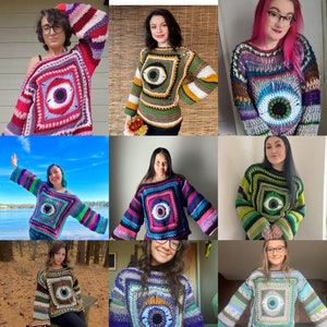 Eye Crochet Sweater Pattern: Caroline Trippy Cardigan (PDF Digital ...