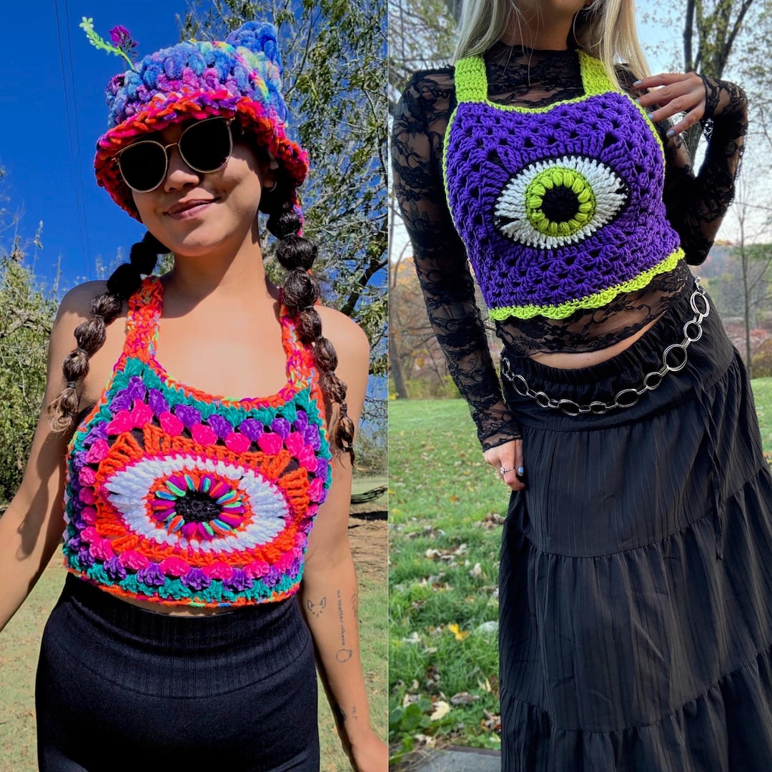 Eye Candy Vest Pattern - Crochet Halloween Hippie Festival Third Eye ...