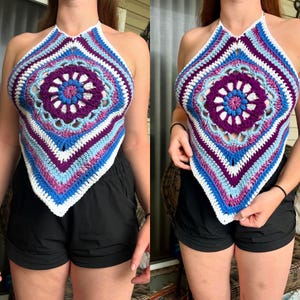 The Dahlia Diamond Top Pattern Crochet Square Top Boho Mandala PDF ...