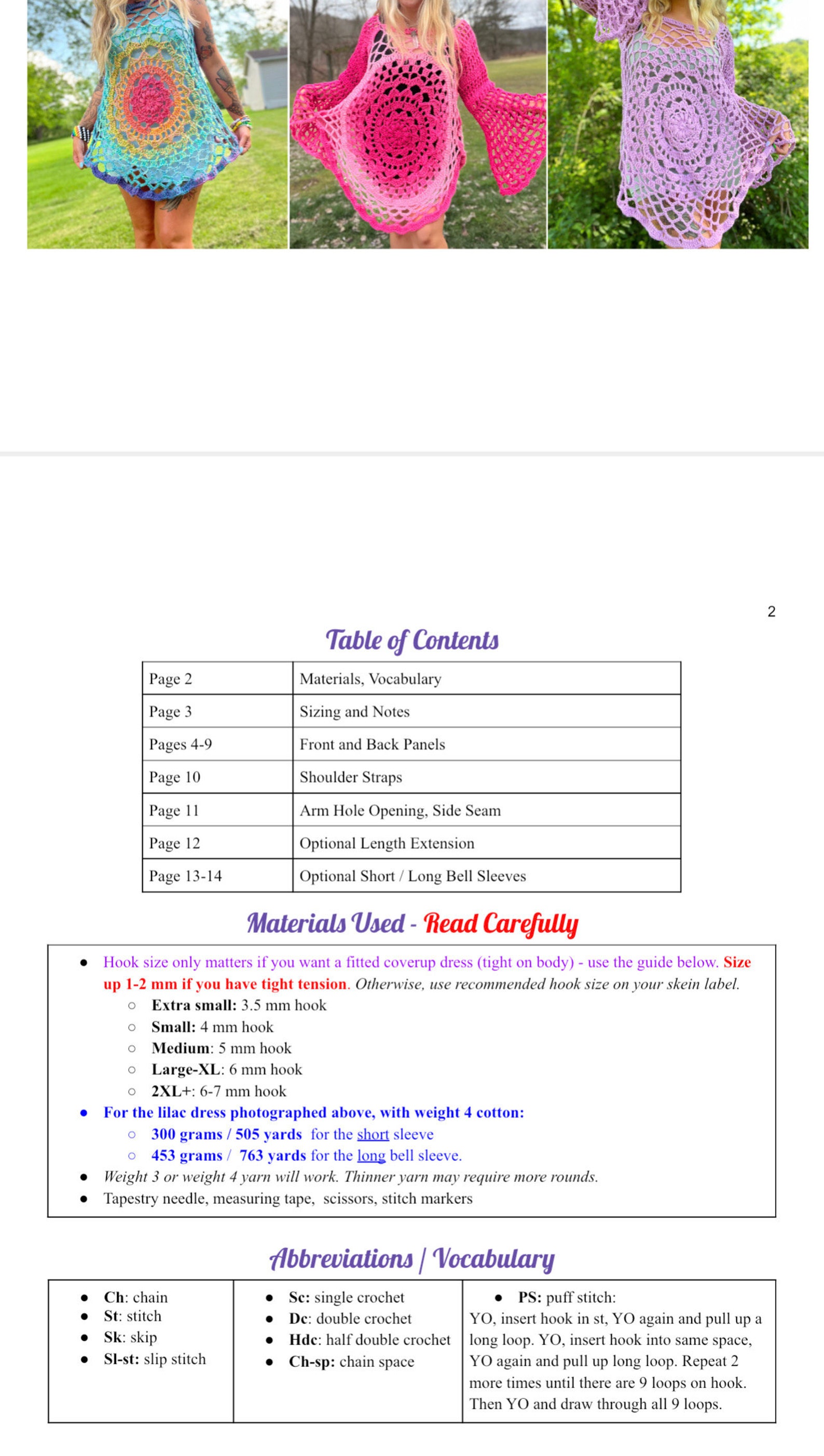 Sundial Crochet Dress Pattern: Mandala Tunic, Bell Sleeve Boho Coverup ...