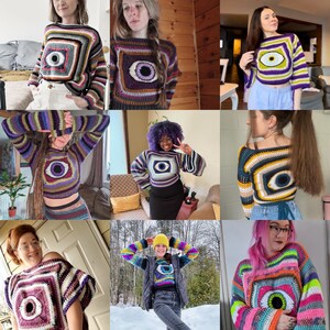Eye Candy Crochet Cardigan Pattern: Beginner Friendly Trippy Sweater ...