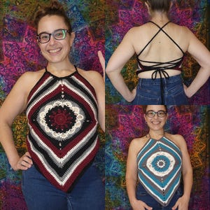 The Dahlia Diamond Top Pattern - Crochet Square Top Boho Mandala PDF ...