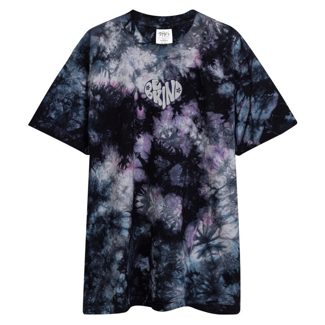 Embroidered Oversized Tie-dye Be Kind Shirt, Be Kind Shirt, Tie Dye Be ...