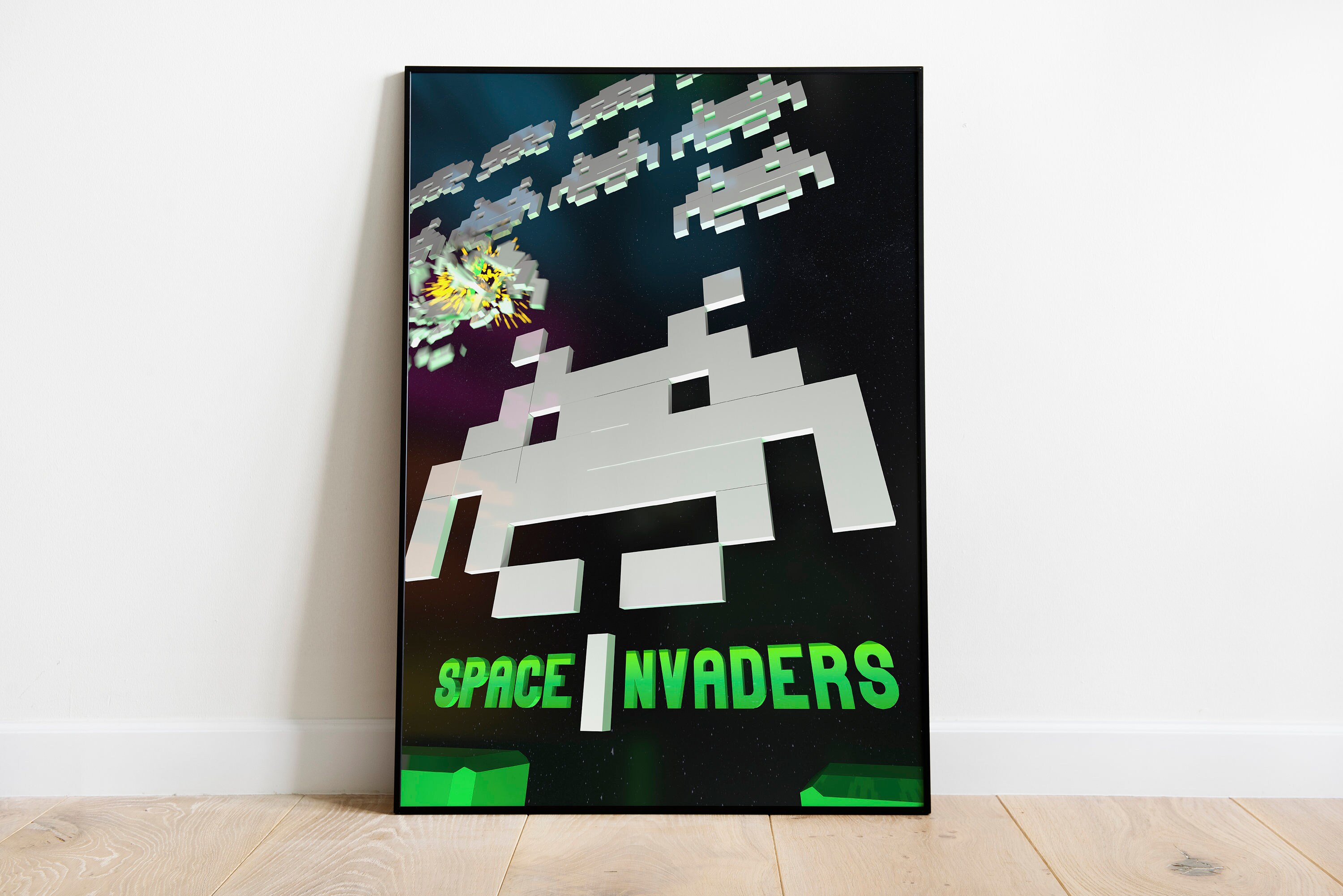 Retro Space Invaders Gamer Art PRINT Space Invader Poster | Etsy