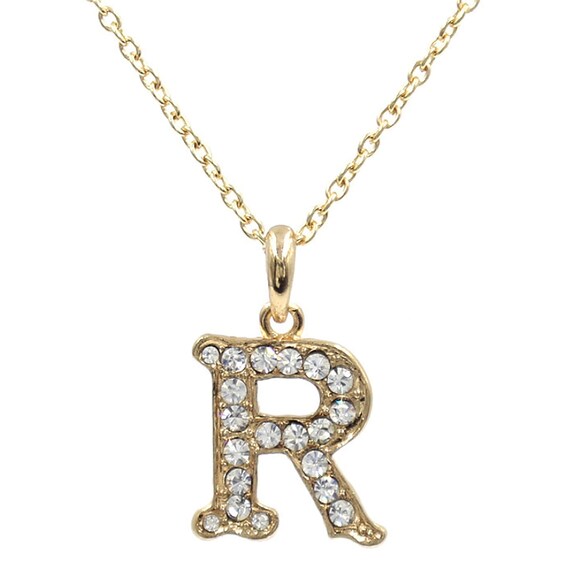 Letter R Pendant Necklace in Golden Tone. Initial Jewelry. | Etsy