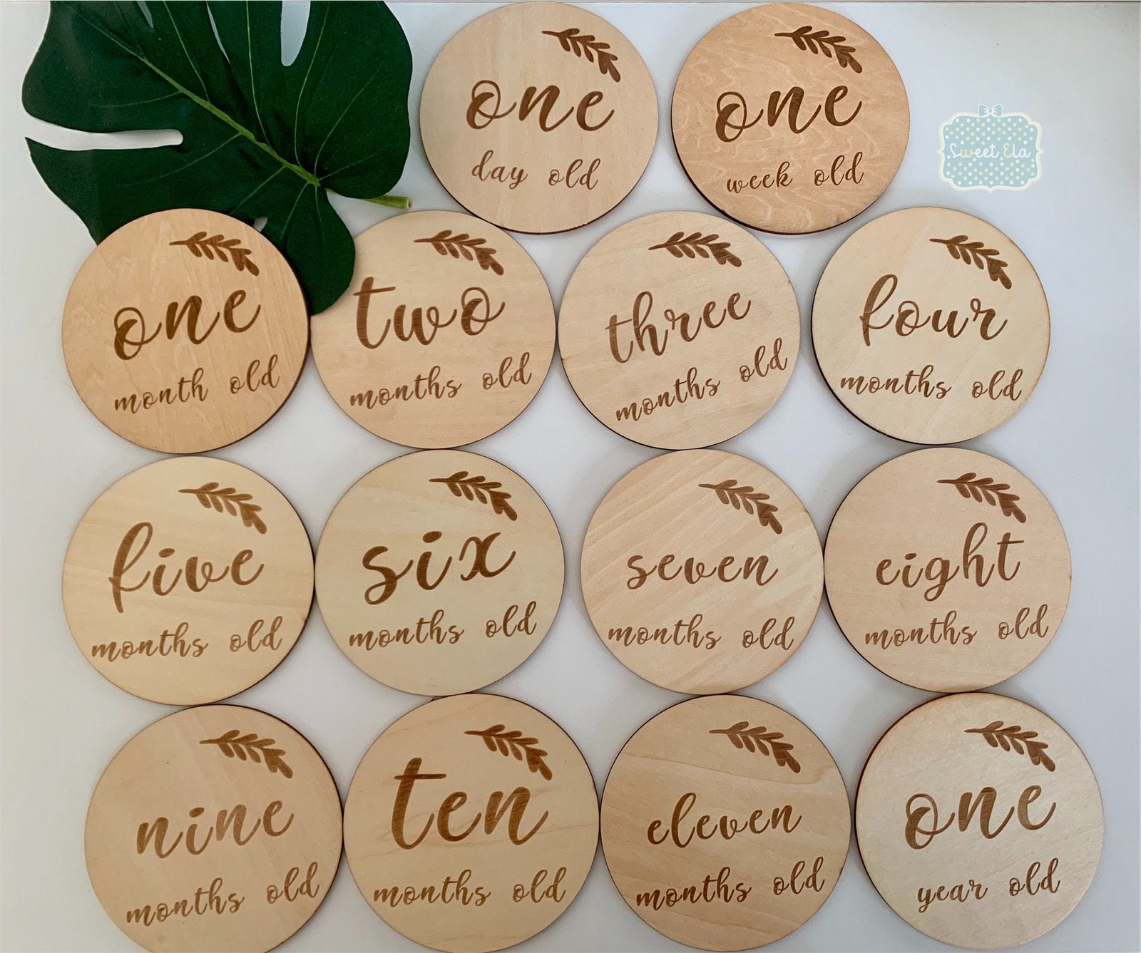 12 Months 1 Day Old & 1 Week Old Baby Announcement Wood Plaques - Etsy