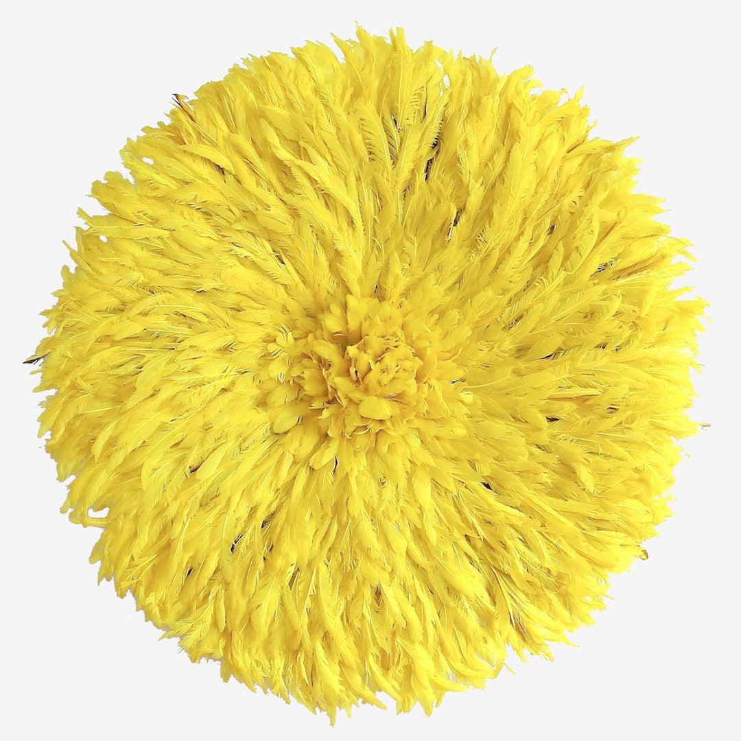 Juju Hat Yellow Juju Hat African Feather Decoration Handmade Feather ...