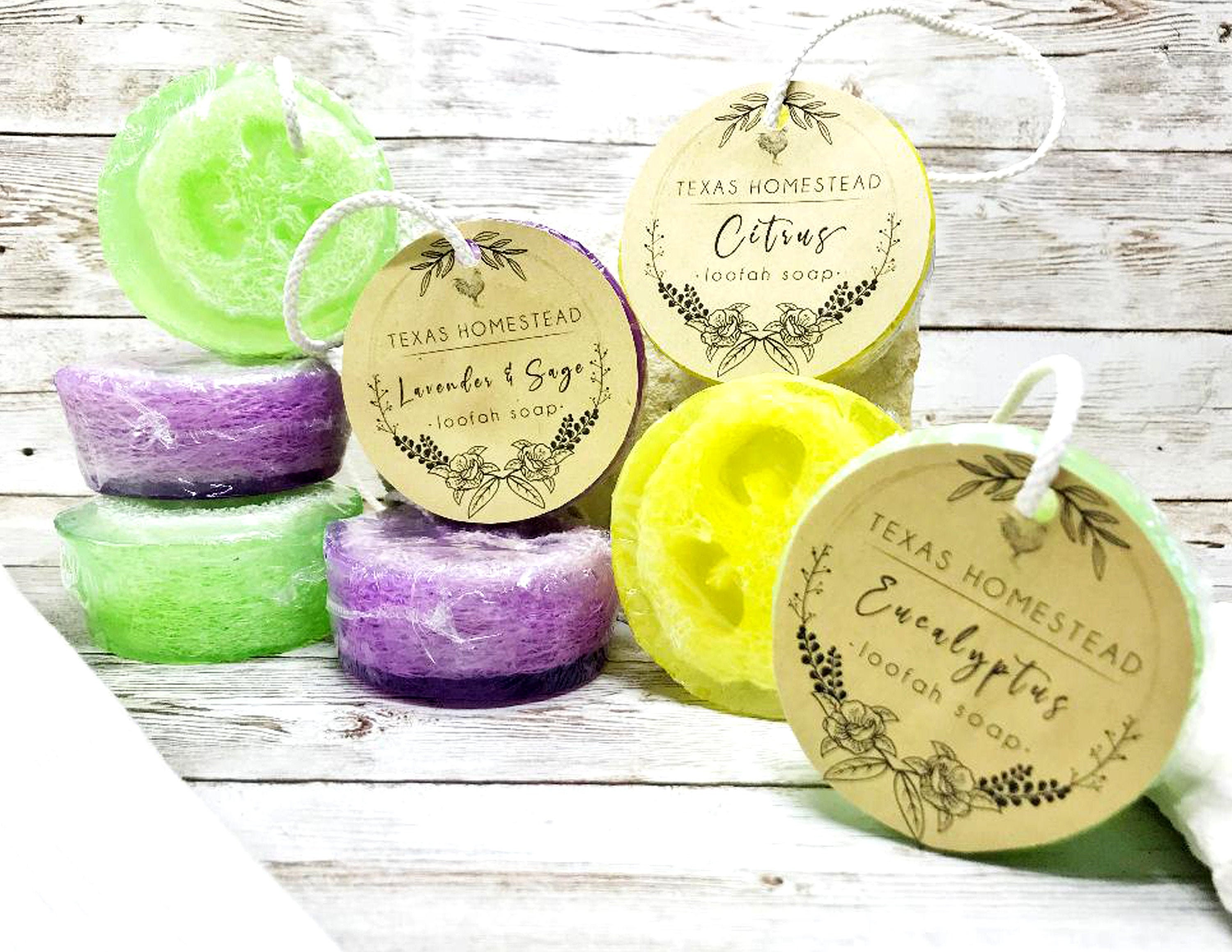 Round Loofah Sponge Soap Choose Your Scent Exfoliating Soap | Etsy