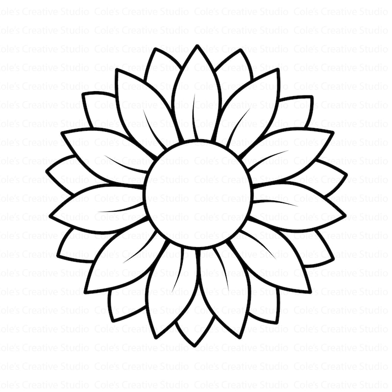 Black Outline Sunflowers - Etsy