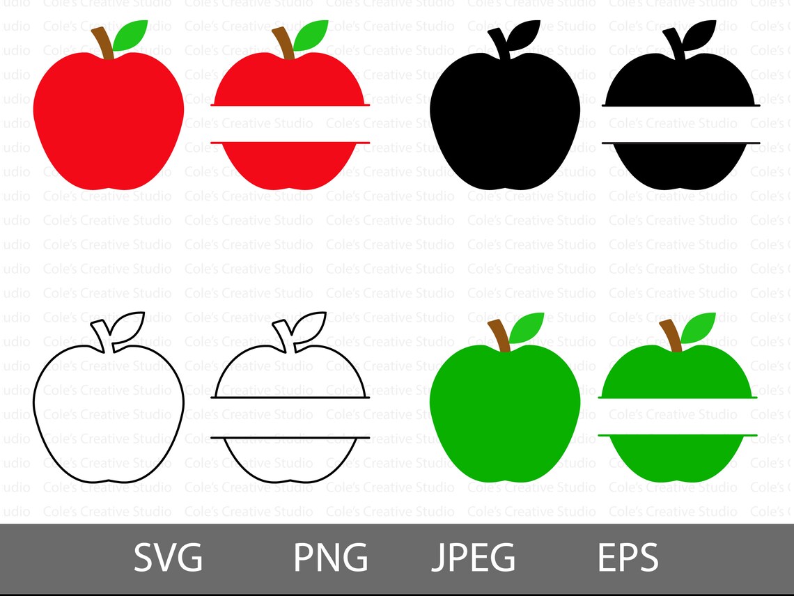 Apple Svg Bundle Apple Svg Teacher Appreciation Svg Split - Etsy