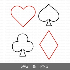 Card Suits Svg, Card Suit Outline Svg, Card Suits Clipart, Spades Svg ...