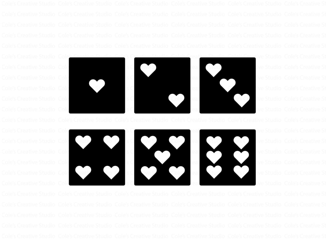 Filled Heart Dice Set Svg, Dice Set, Dice Svg, Dice Vector, Dice ...