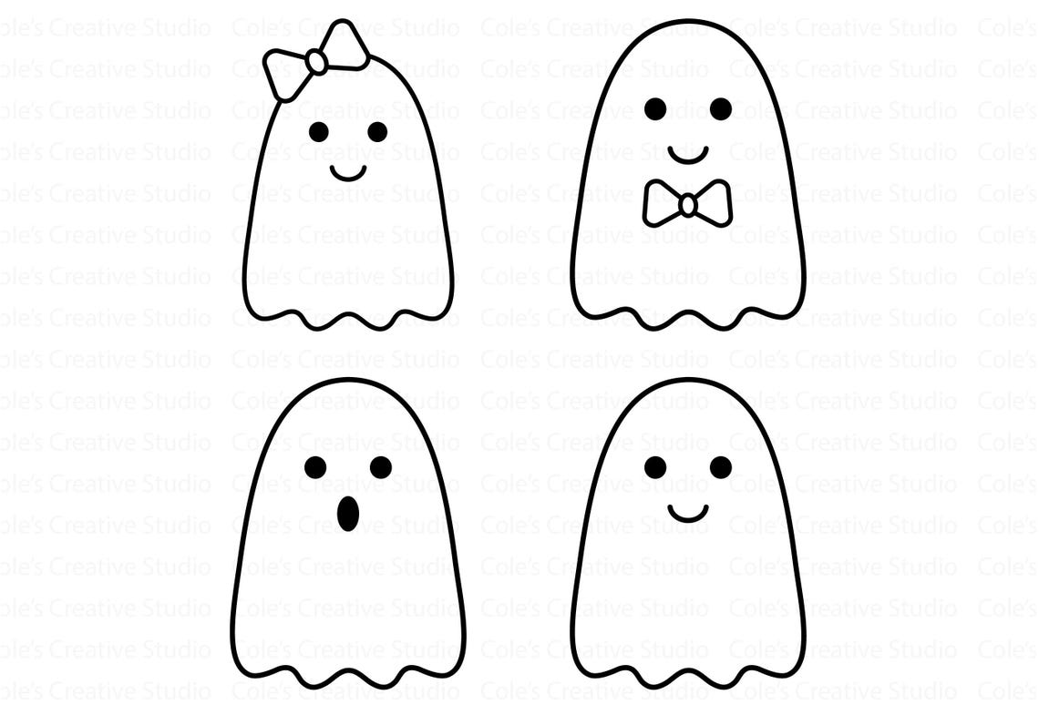 Ghost Outline Svg Bundle, Ghost Svg, Ghost Clipart, Spooky Season Svg ...