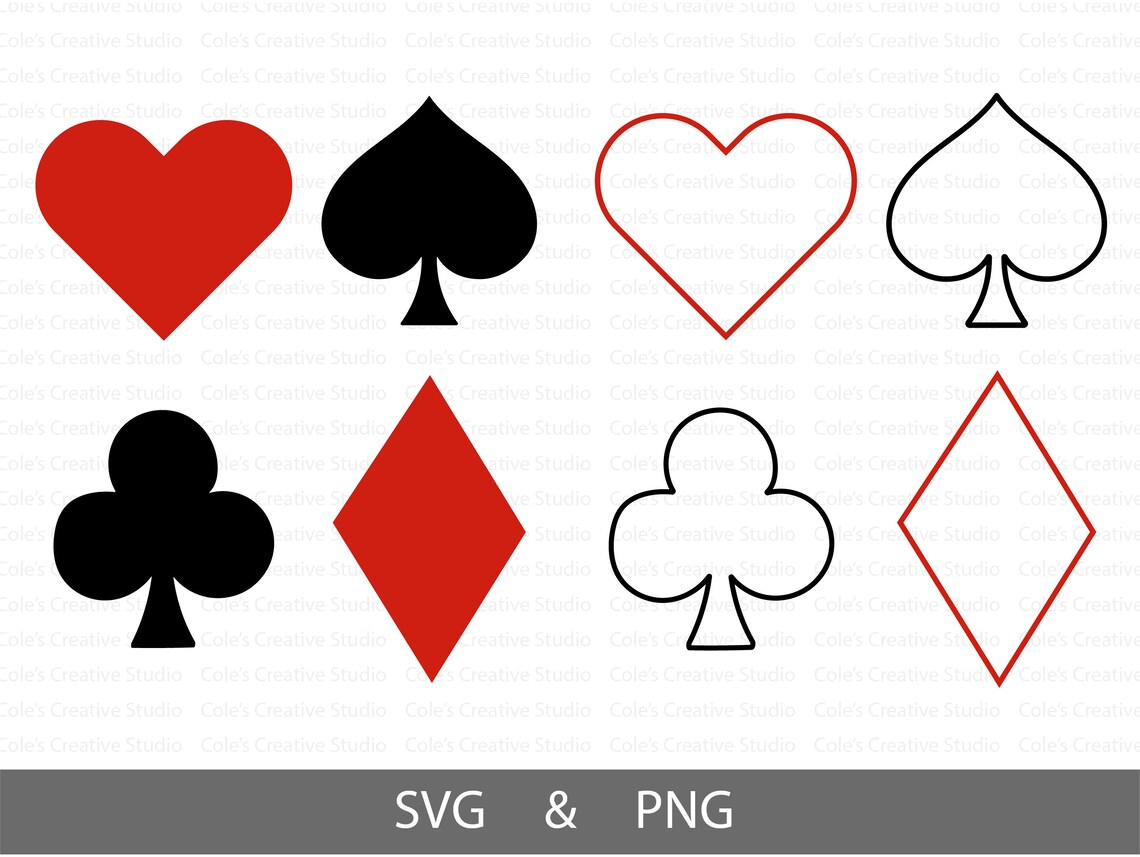 Card Suits SVG, Card Suits Clipart, Spades Svg, Hearts Svg, Clubs Svg ...