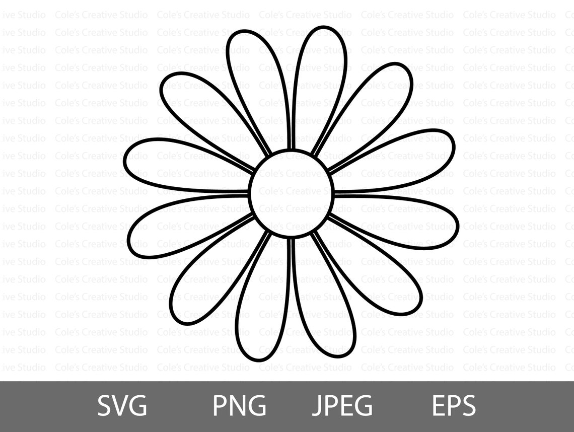 Daisy Svg, Simple Daisy Outline, Daisy Outline Svg, Wildflower SVG ...
