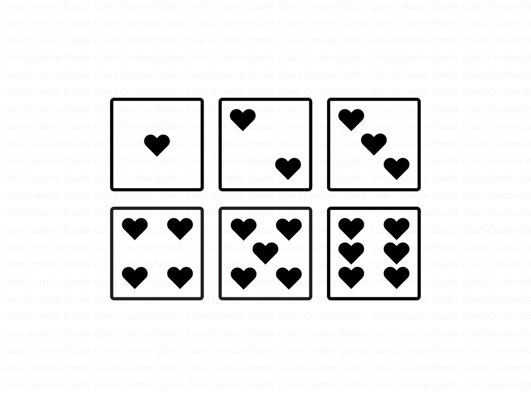 Heart Dice Outline Set Svg, Dice Svg, Heart Dice, Dice Clipart, Digital ...