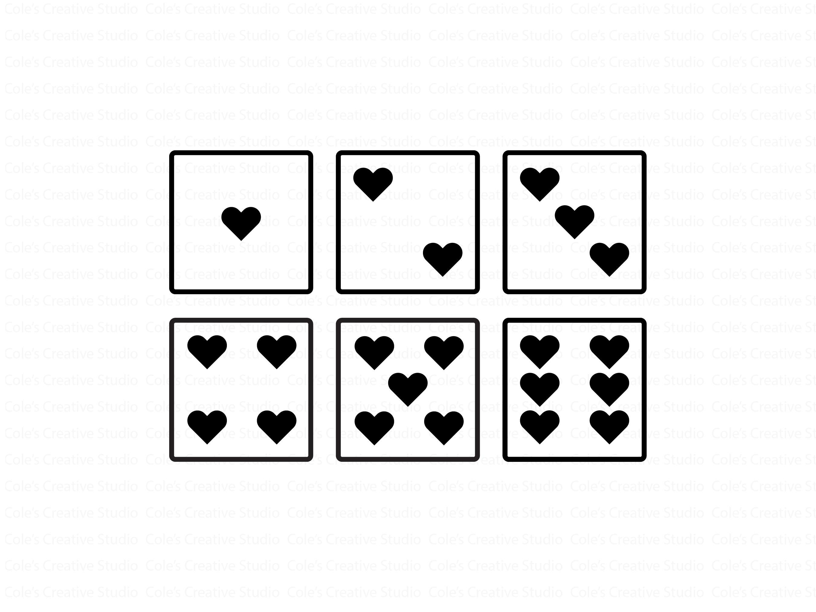 Heart Dice Outline Set Svg, Dice Svg, Heart Dice, Dice Clipart, Digital ...