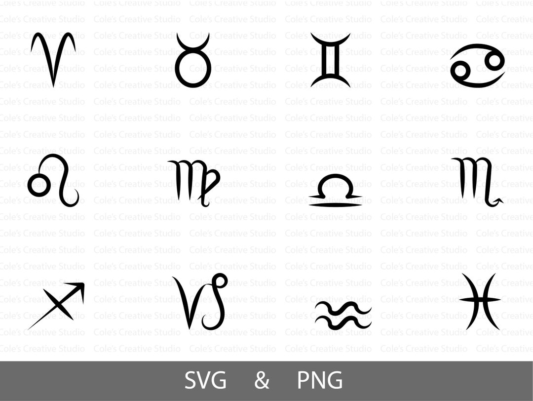 12 Símbolos del Zodíaco SVG Bundle, SVG Celestial, Horóscopo de ...