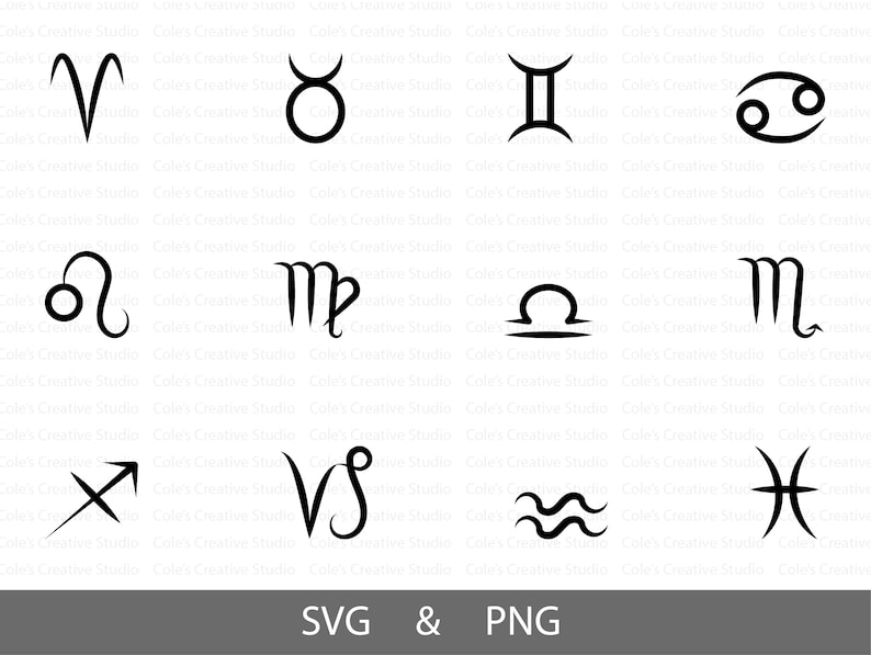 12 Símbolos del Zodíaco SVG Bundle SVG Celestial Horóscopo - Etsy México