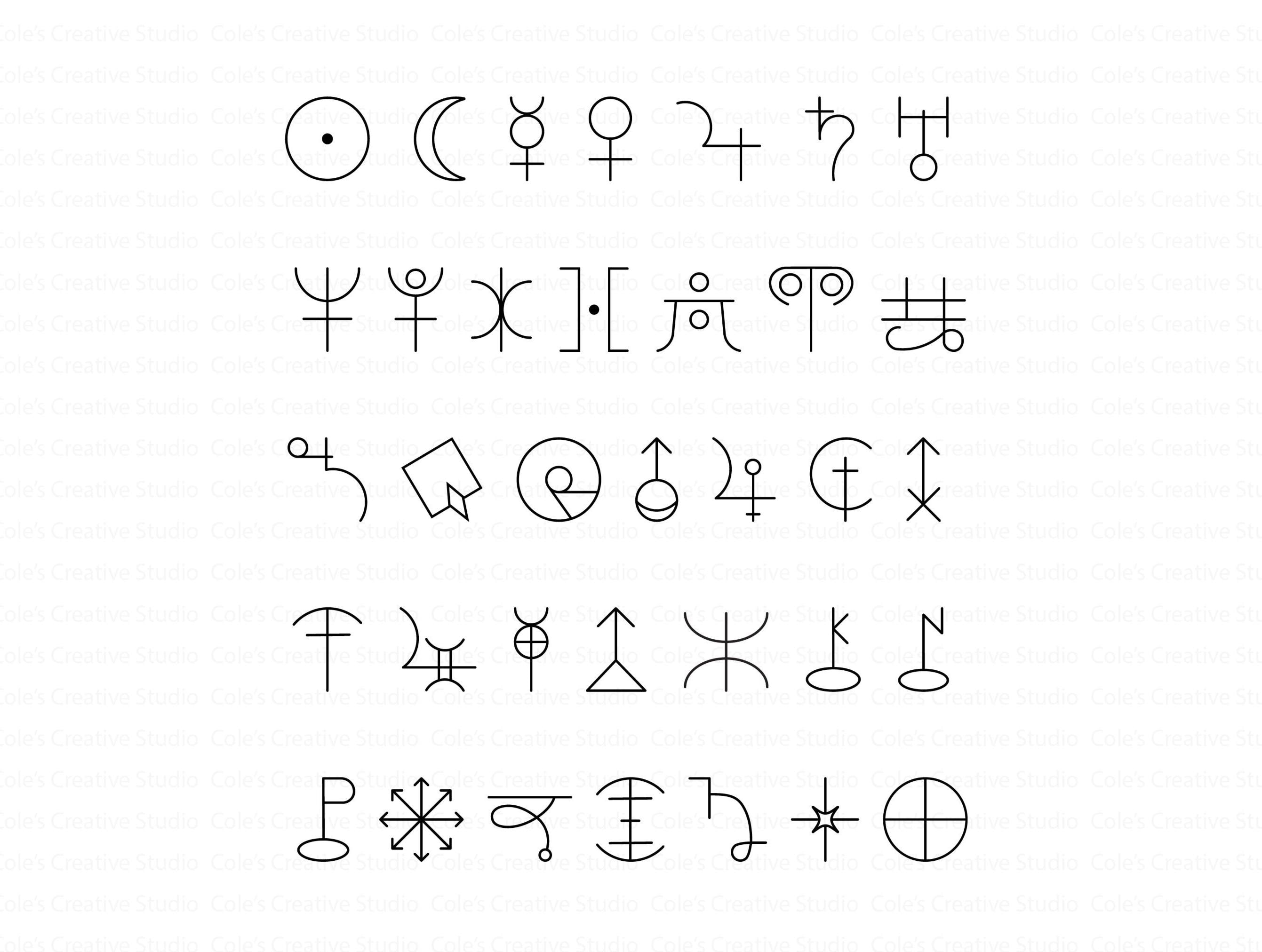 36 Planetary Symbols Svg Bundle, Planetary Symbol Vectors, Astrology ...