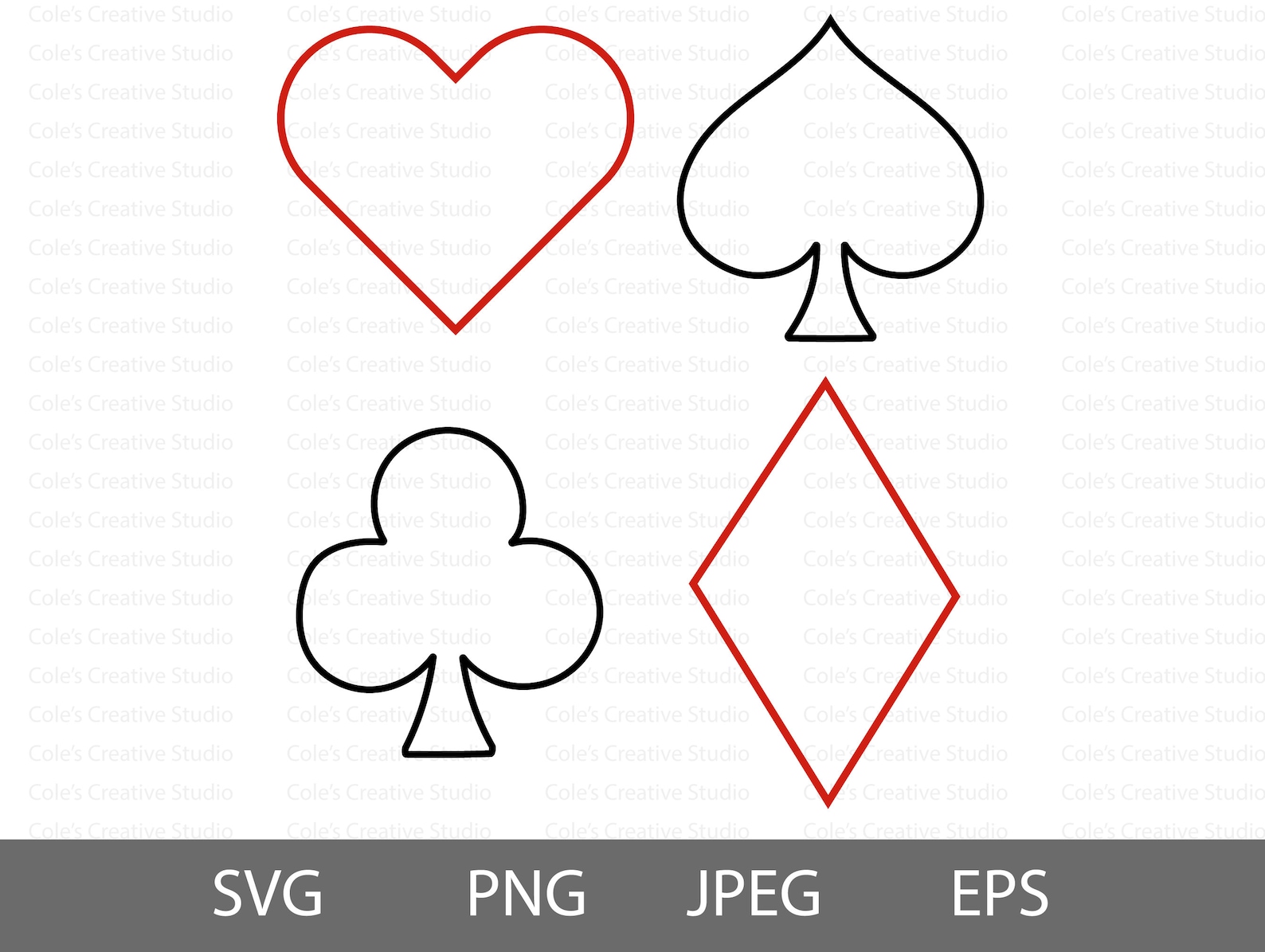 Card Suits Svg Card Suit Outline Svg Card Suits Clipart - Etsy