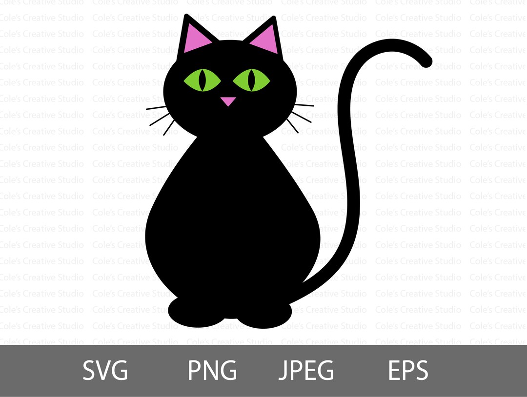 Cute Black Cat Svg, Cat Svg, Black Cat Svg, Cat Clipart, Black Cat ...