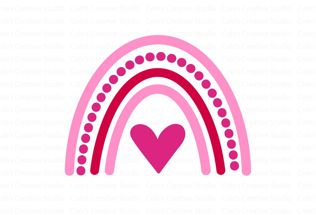 Pink Boho Heart Rainbow Svg, Boho Rainbow Svg, Boho Rainbow Png, Boho ...