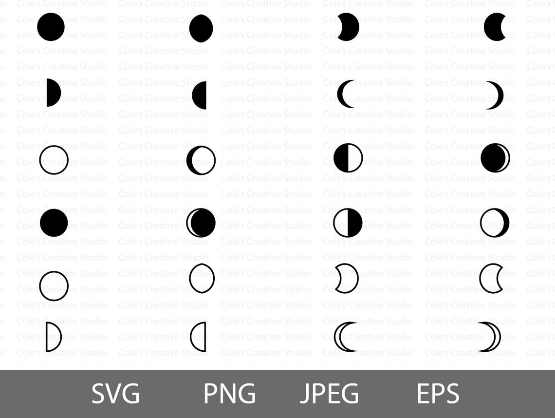Moon Icons Svg Moon Svg Moon Phase Moon Icon Celestial | Etsy
