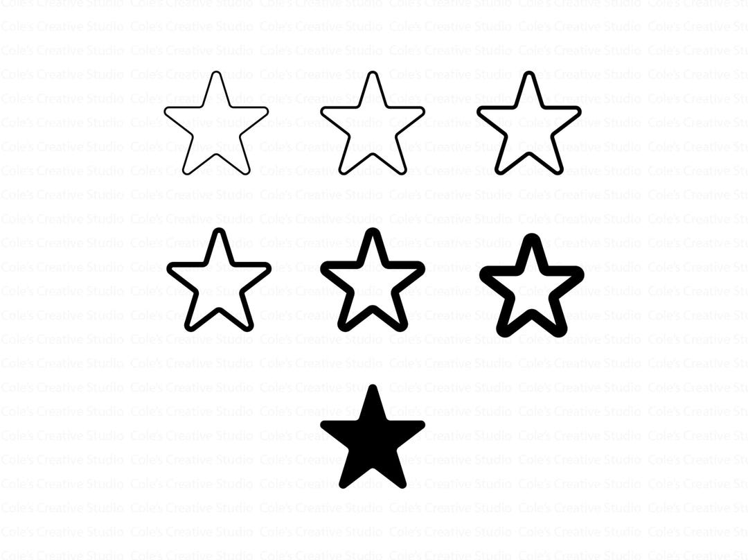 Rounded Star Shapes Svg Bundle, Star Svg, Outline Star Svg, Star ...