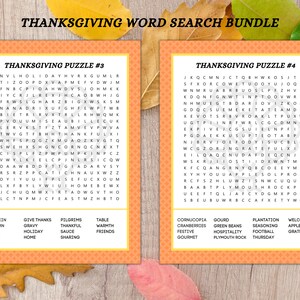 Printable Thanksgiving Word Search Bundle, Thanksgiving Entertaining ...
