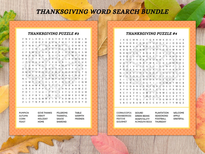 Printable Thanksgiving Word Search Bundle, Thanksgiving Entertaining ...