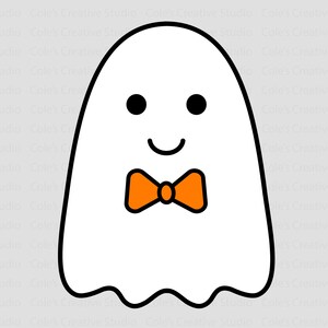Cute Ghost With Bow Tie Svg, Ghost Svg, Boo Svg, Cute Ghost Svg, Ghost ...