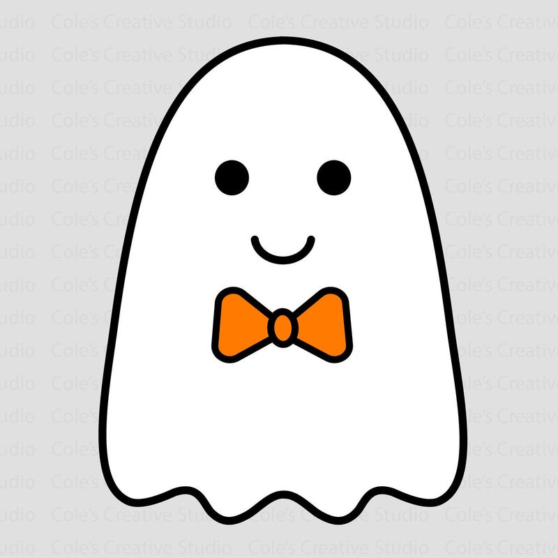 Ghost With Bow Tie Svg - Etsy