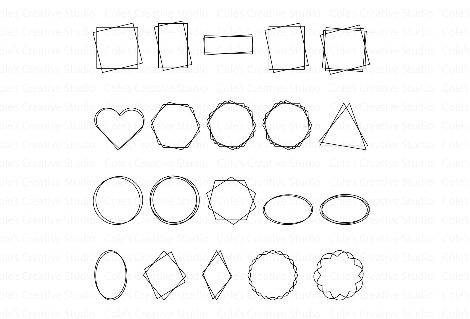 20 Double Frame Shape Svg, Double Frame Svg, Doodle Frame Svg, Double ...