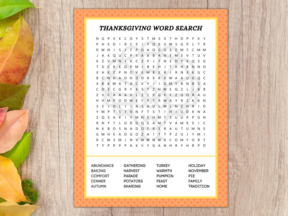 Printable Thanksgiving Word Search, Thanksgiving Entertaining, Harvest ...