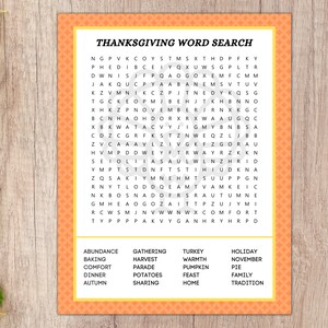 Printable Thanksgiving Word Search, Thanksgiving Entertaining, Harvest ...