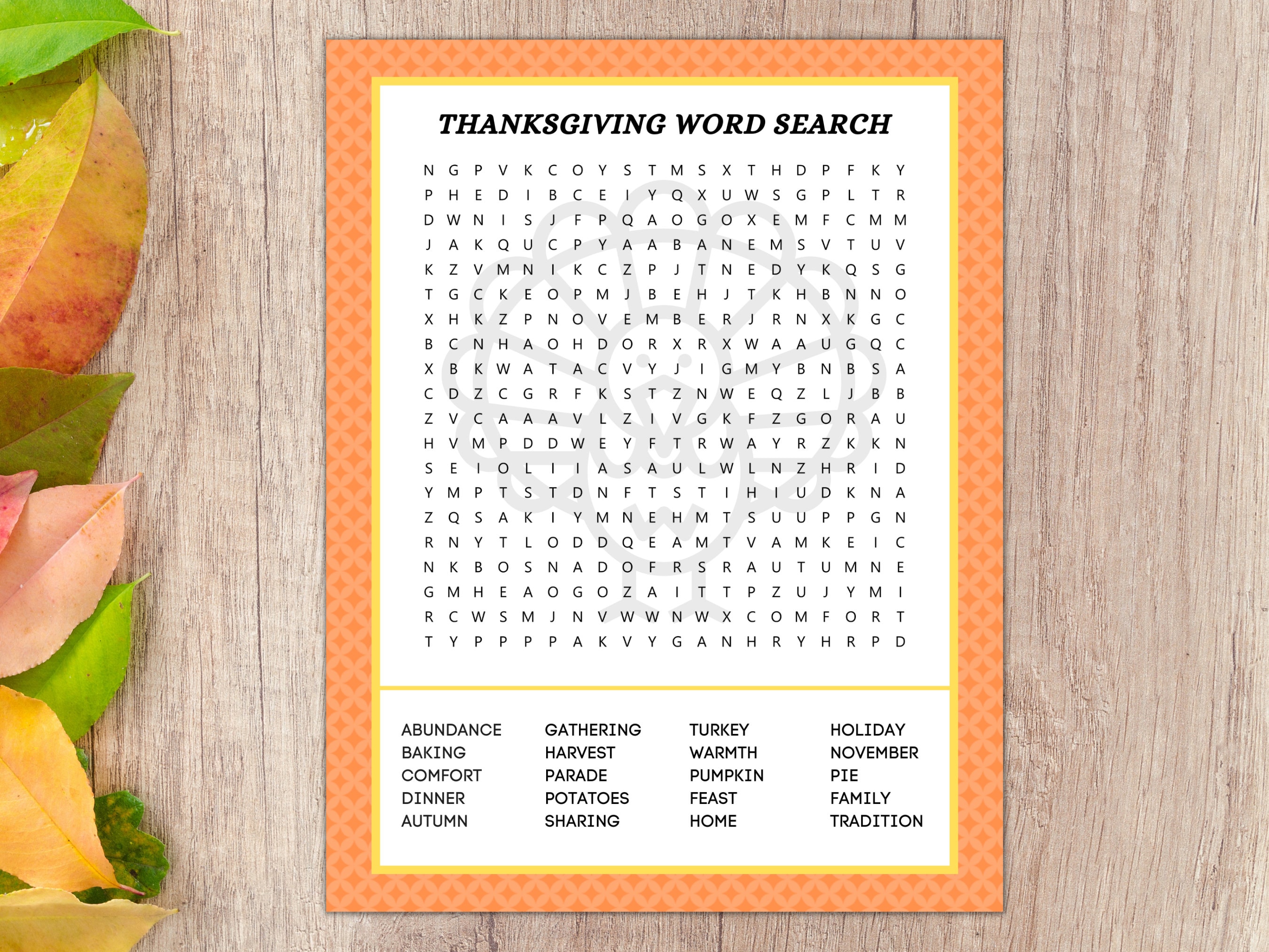 Printable Thanksgiving Word Search, Thanksgiving Entertaining, Harvest ...