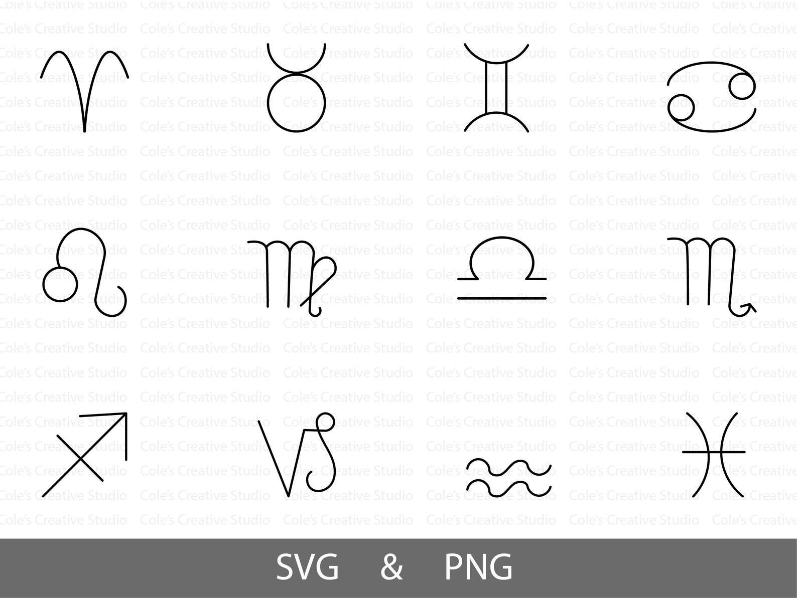 Zodiac Symbols Svg Bundle Cricut Cut Files Celestial Svg Astrology