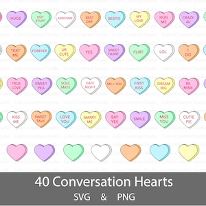 40 Conversation Hearts Svg Bundle, Conversation Hearts Svg ...