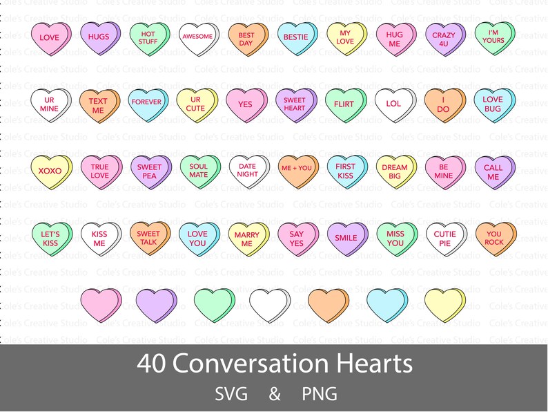 40 Conversation Hearts Svg Bundle, Conversation Hearts Svg ...
