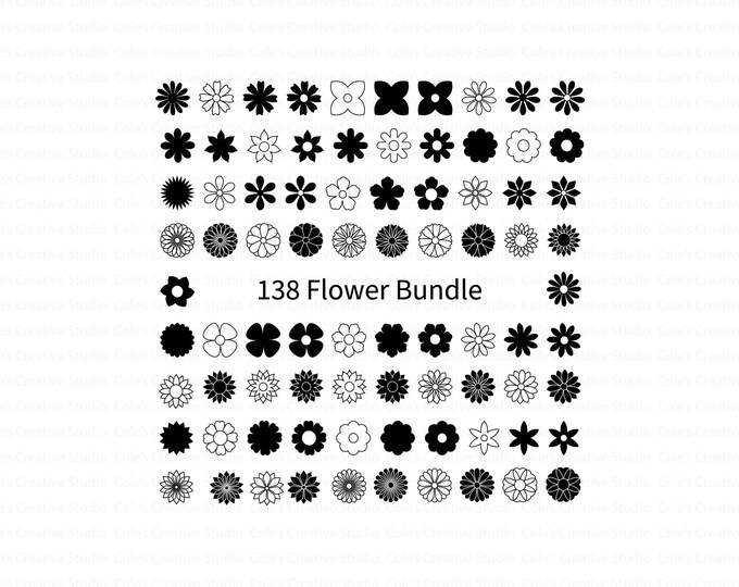 40 Flower SVG Bundle, Floral SVG Cut Files, Simple Bold Outline Flowers ...