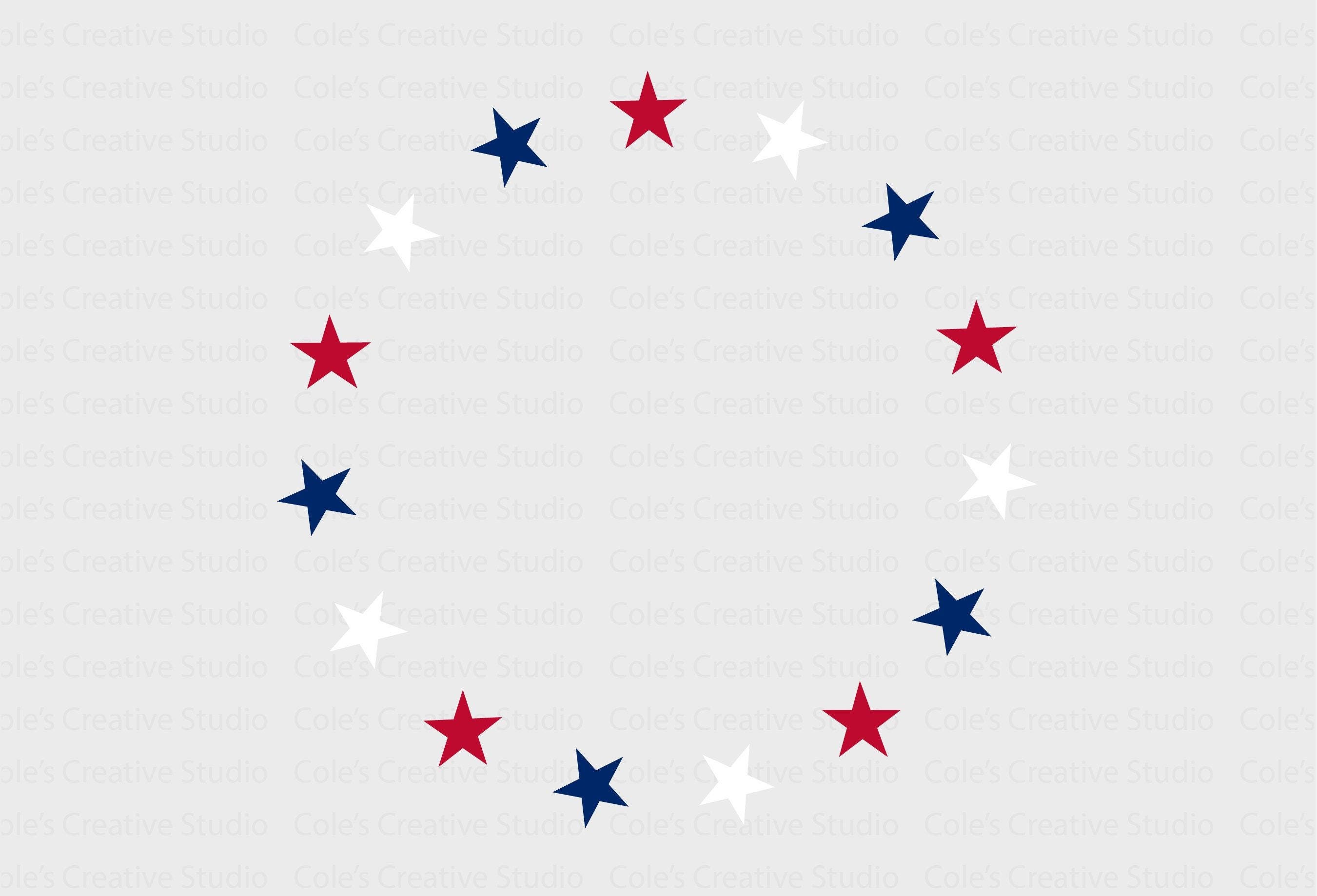 Red White Blue Star Circle Frame Svg, Star Circle Svg, Star Svg, Star ...