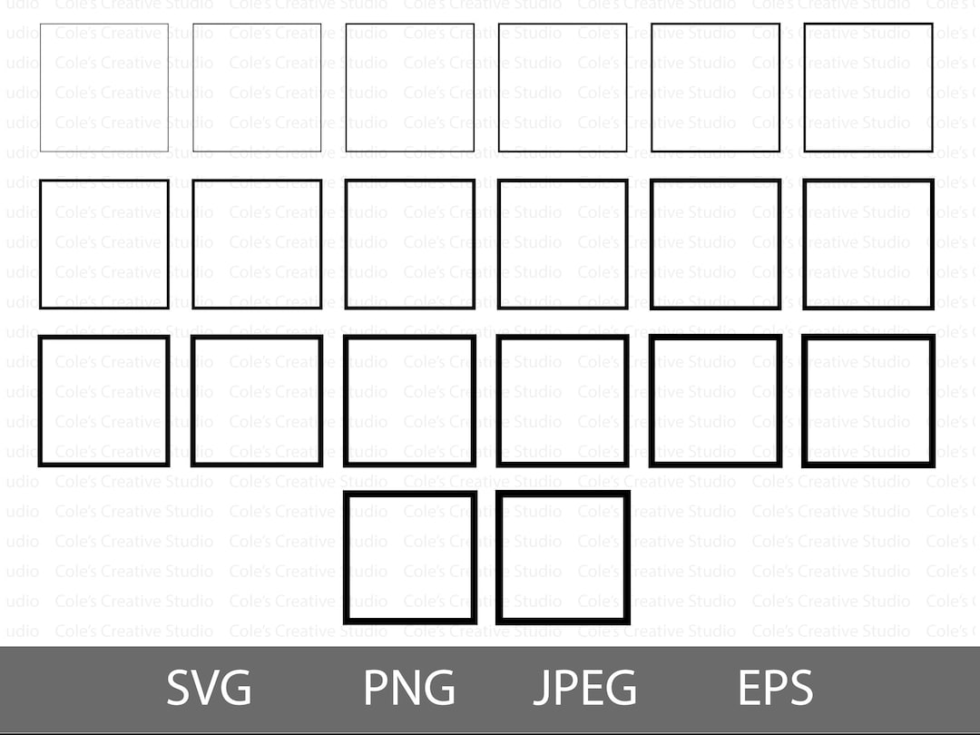 Square Outline SVG, Different Thickness, Square Border SVG, Square ...