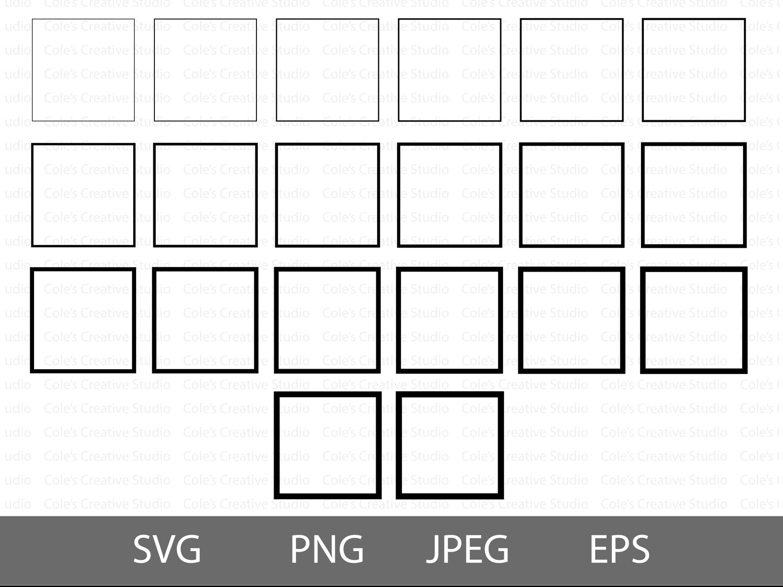 Square Outline SVG, Different Thickness, Square Border SVG, Square ...