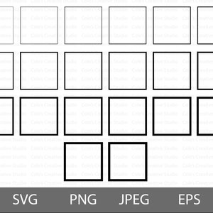 Square Outline SVG, Different Thickness, Square Border SVG, Square ...