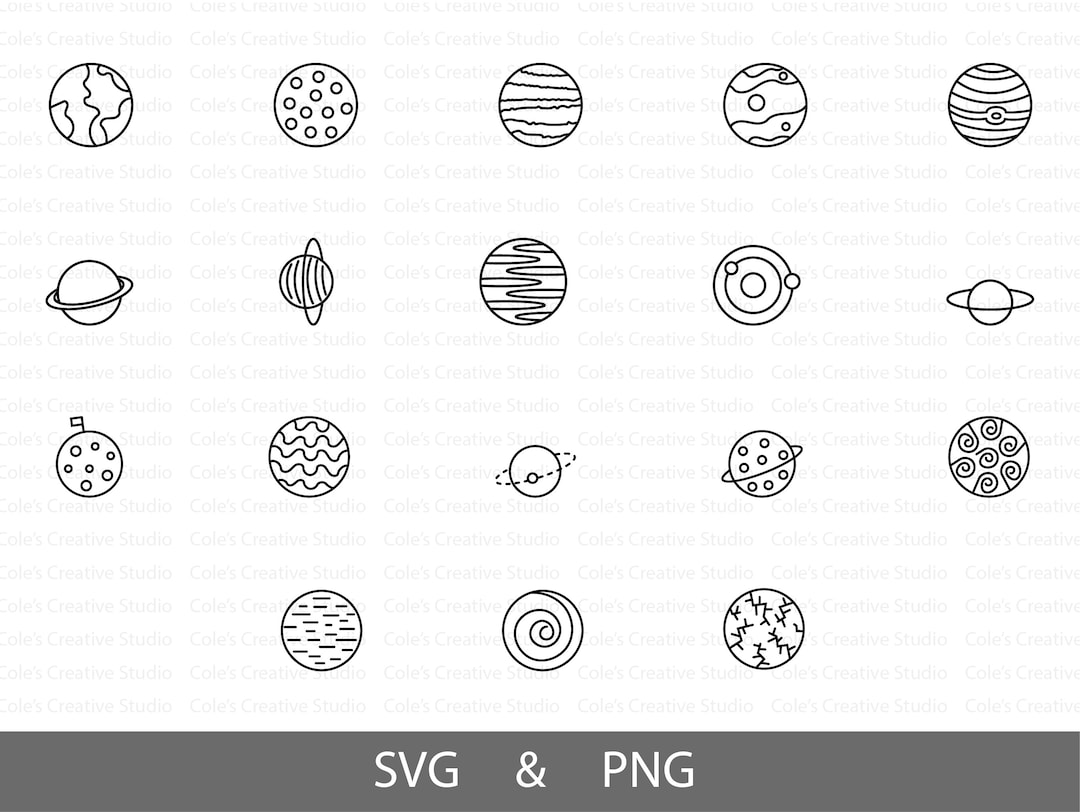 Planet Icon SVG, Galaxy SVG, Solar System, Planets Clipart, Space ...